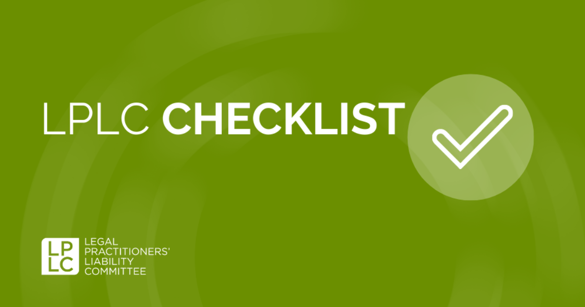Family law checklist - Legal Practitioners' Liability Committee
